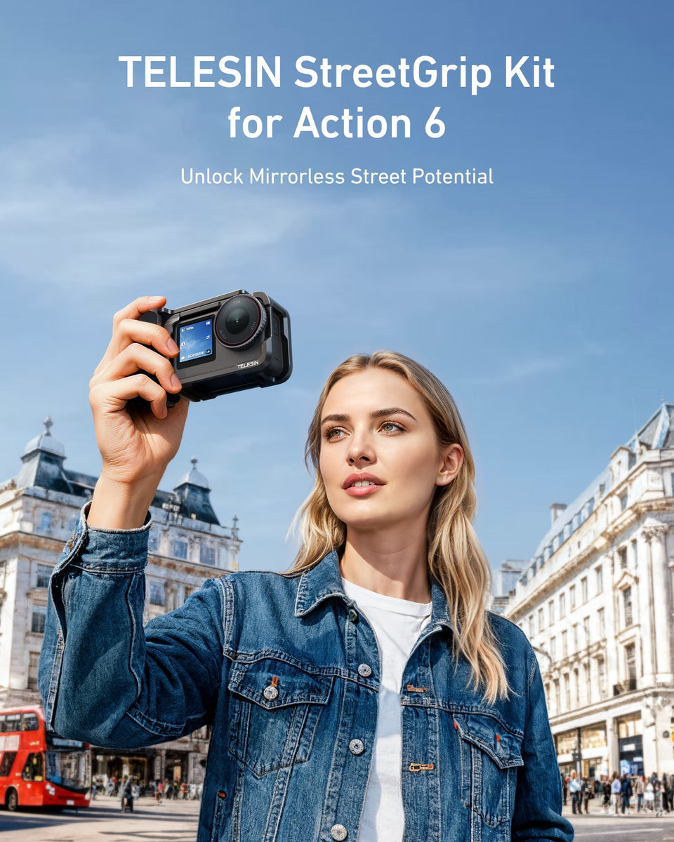 TELESIN StreetGrip Kit for Action 6 – Ergonomic Camera Grip for Vloggers & Street Photography ...