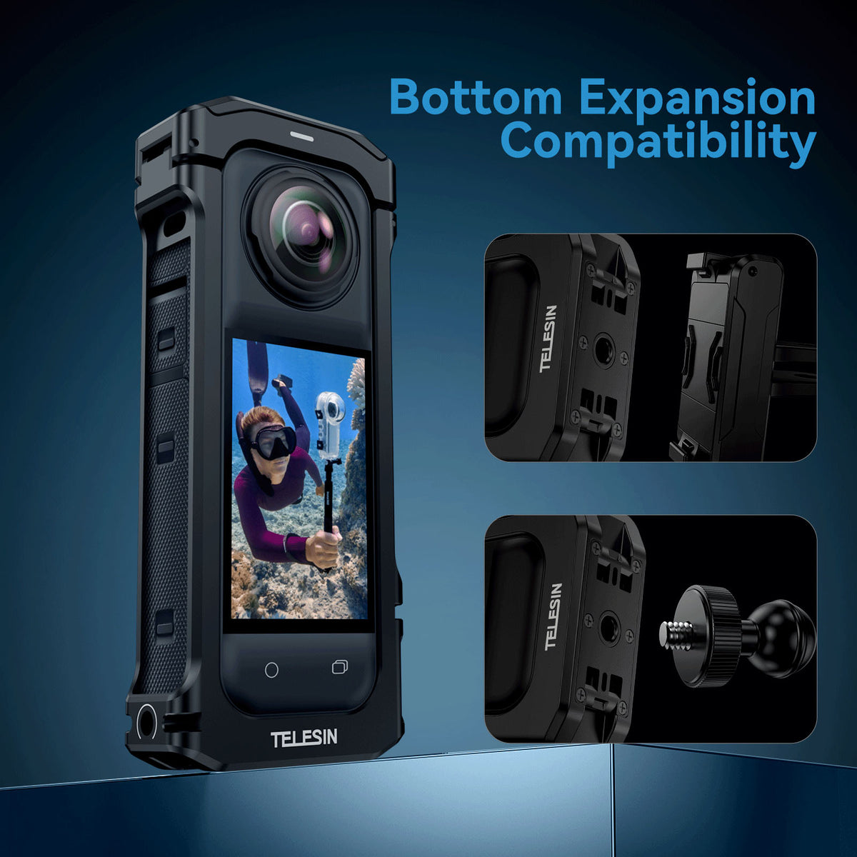 Telesin Full Metal Expansion Cage For Insta360 X4 – telesinstore