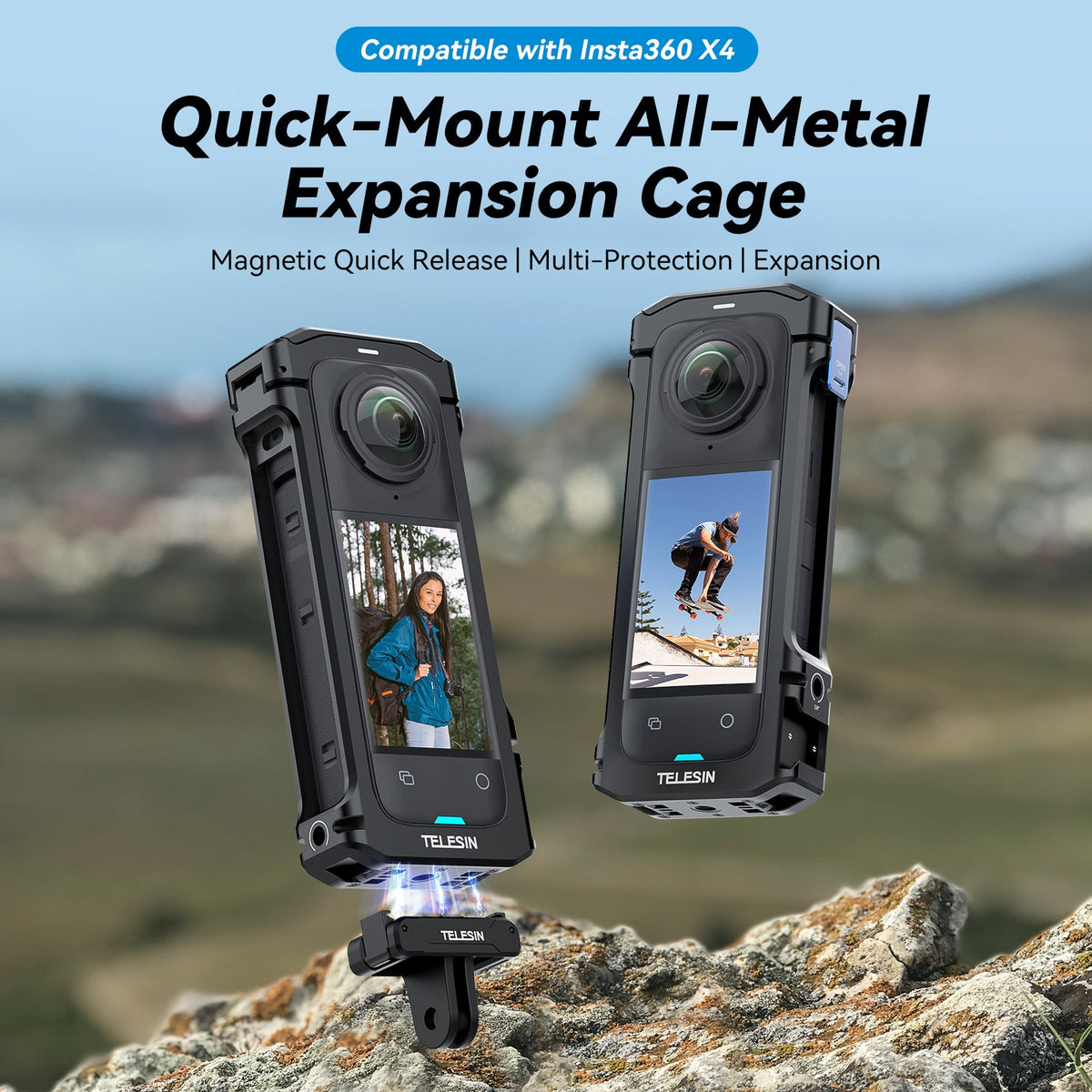 Telesin Full Metal Expansion Cage For Insta360 X4 – telesinstore