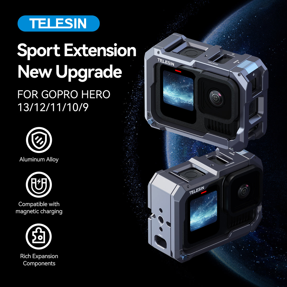 Telesin Sport Extension New Upgrade FOR Gopro HERO13-9 – telesinstore